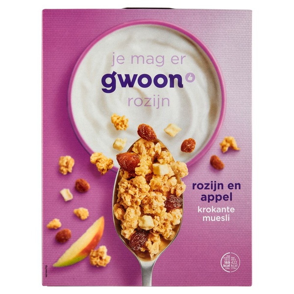 SPAR | g'woon krokante muesli appel rozijn - je vindt het bij SPAR