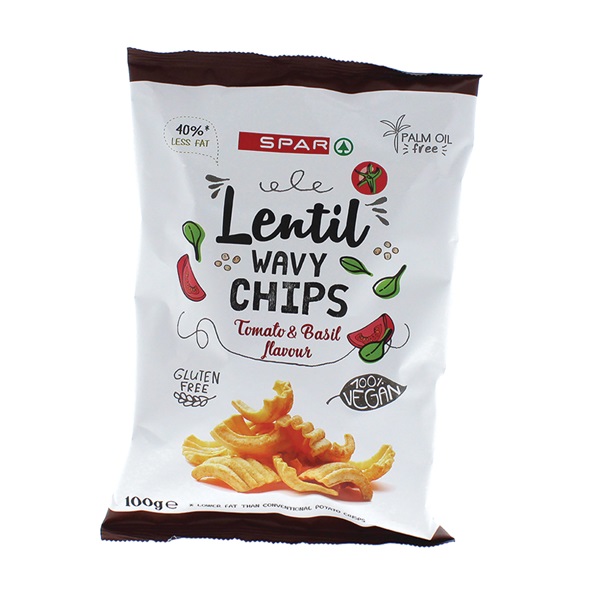 SPAR | Spar lentil wavy chips tomaat-basilicumsmaak - je vindt het bij SPAR