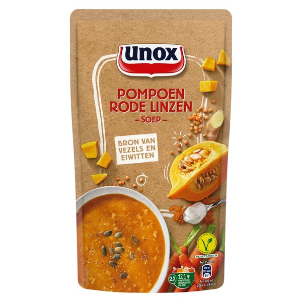 SPAR | Unox Soep in zak pompoen rode linzen - je vindt het bij SPAR