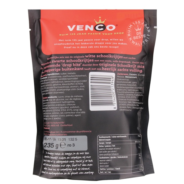 SPAR | Venco Drop Schoolkrijt Zwart Wit Mix - je vindt het bij SPAR